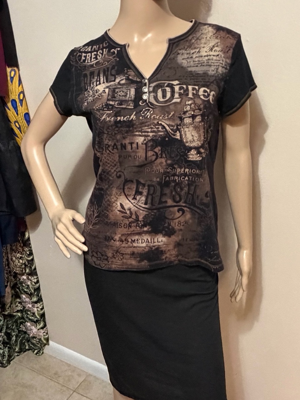 Blue Canyon Clothing Graphic Rhinestone Coffee Print … - Gem